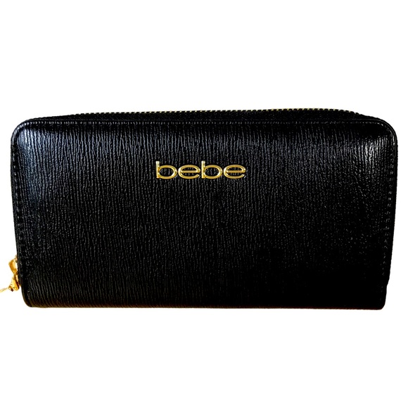 bebe | Bags | Bebe Los Angeles Black Zip Around Wallet New | Poshmark